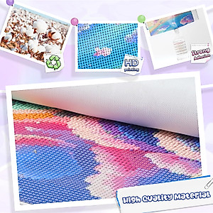 QAZWSX 5D Angel Diamond Painting Kits, Pink Flowers DIY Diamond Art Kits for Adults, Full Round Drill Crystal Cross Stitch Adults Craft for Wall Office Decor Christmas Thanksgiving Gift 12x16 inch