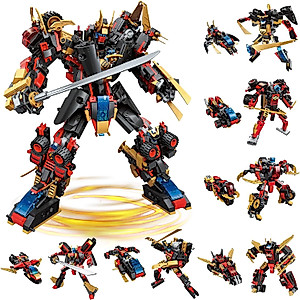 QLT QIAOLETONG 12 in 1 Transforming Mecha Robot Building Set,Mech Model Building Kit, 542 PCS Compatible with Lego Ninja Mech Warrior Cool Robots Toys Gift for Adults and Kids Boys 6 7 8 10+