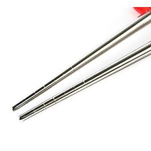 Lilfant Super Hero Spider Stainless Steel Training Chopsticks, Finger Ring Can Be Moved for Right or Left Handed, Made in Korea (A), 6.7in