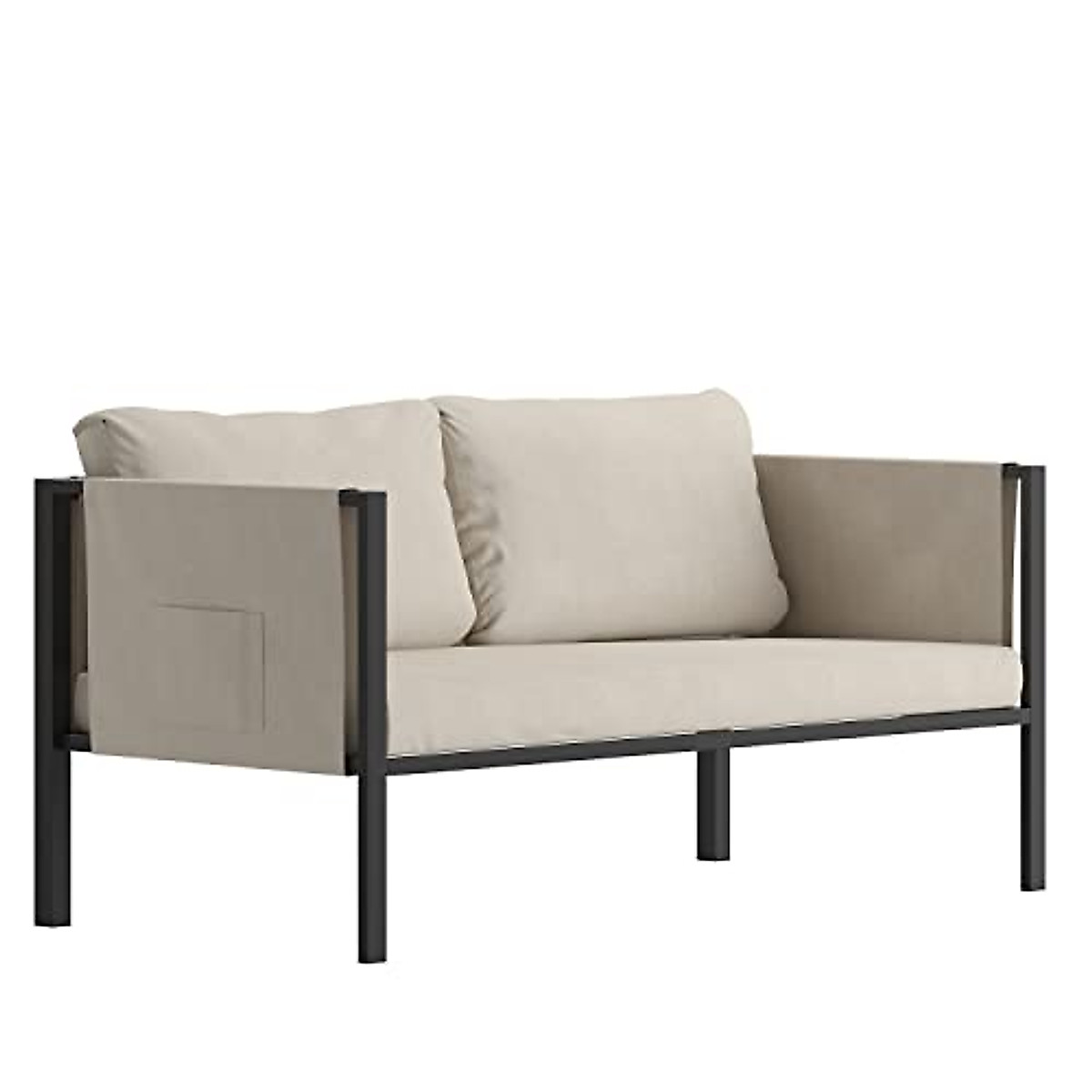 Flash Furniture Patio Lounge Loveseat, Set of 1, Light Gray