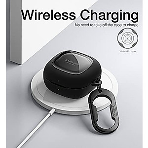 SURITCH Case for Samsung Galaxy Buds FE(2023)/Buds 2 Pro(2022)/Buds 2(2021)/Buds Pro(2021)Buds Live(2020), Shockproof Sturdy Protective Earbuds Cover for Charging Case with Heavy-Duty Carabiner, Black