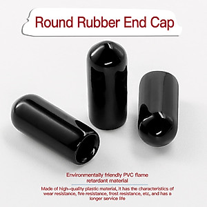 Jamiikury 60PCS Screw Thread Protectors 5mm ID Rubber End Caps Vinyl Flexible End Caps Round Tube Bolt Cap (Black, 60PCS)