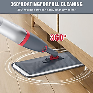 NileHome Spray Mops for Floor Cleaning, Microfiber Spray Mop with 580ml Refillable Bottle and 3 Replacement Pads Floor Mop for Household or Commercial Use Dust Mop for Hardwood Laminate Tile Ceramic
