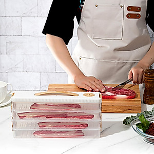 Blushtier 2 Pcs Deli Meat Container for Fridge, Bacon Storage Container Lunch Meat Container Stackable Food Storage Boxes with Lid for Refrigerator Organizing