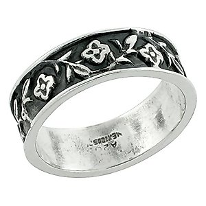 Sterling Silver Floral Design Ring 5/16 inch, Size 10