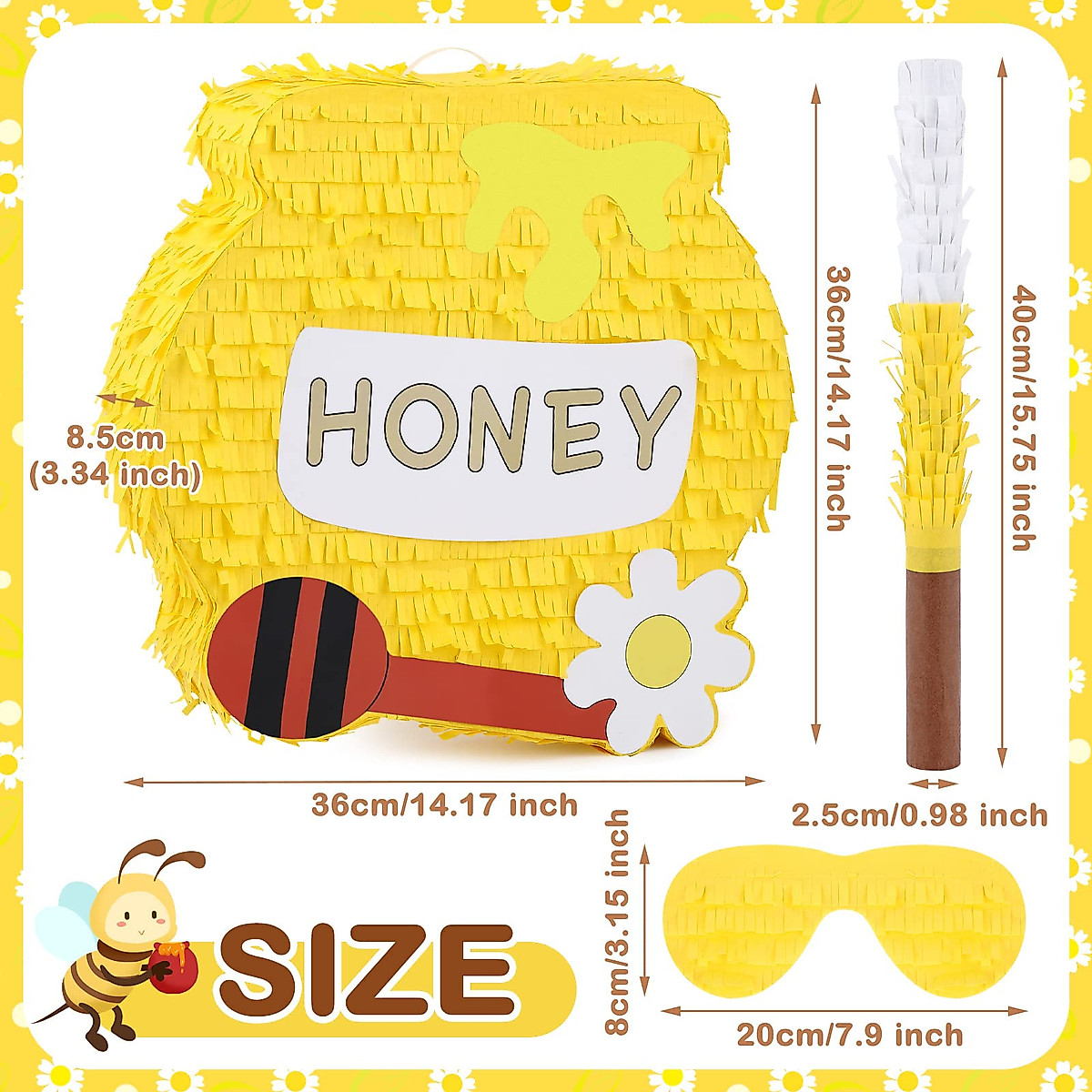 Deekin 3 Pcs Cute Piñata Set Include Piñata with Stick Eye Mask Large Piñata Money Piñata for Kids Music Science School Sports Bridal Shower Birthday Party Decorations Supplies