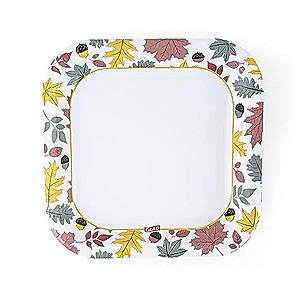 Glad Everyday Square Disposable Paper Plates with Falling Foliage Design, Small | Cut-Resistant, Microwavable Paper Plates for All Foods & Daily Use | 7 Inches, 30 Count