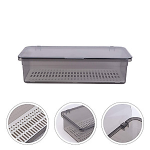 YARNOW Plastic Kitchen Cutlery Tray Cutlery Storage Box Kitchen Flatware Organizer Box with Lid Rectangular Utensil Tray for Home Chopstick Storage containers Kitchen Chopstick Holder Box ( Black )