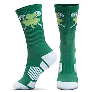 ChalkTalkSPORTS Lacrosse Athletic Mid-Calf Woven Socks | Lacrosse Shamrock Socks | Green