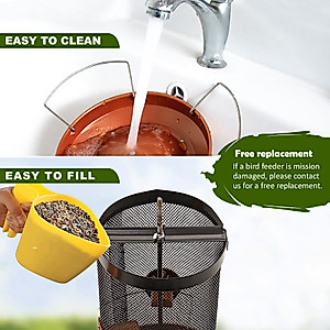 Qeeman Large Bird Feeder Outdoor 12.6 inches Mesh Screen with Copper-Look,Wild Bird Feeder Comes with Hook to Hang on Trees