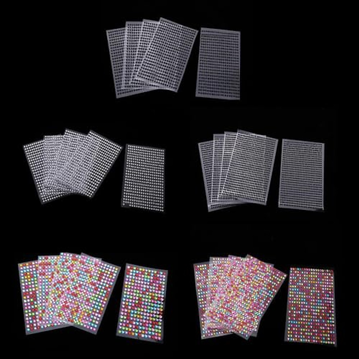 DTOWER 5 Pcs Sparkling Crystal Rhinestone Gem Adhesive Stickers 3mm, Mixed Color, 6mm 5 Pcs