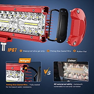 Nilight LED Light Bar 2PCS 6.5 Inch Triple Row Spot Flood Combo Lights w/Wiring Kit for Fog Driving Work Lighting on Off-Road Truck SUV ATV UTV