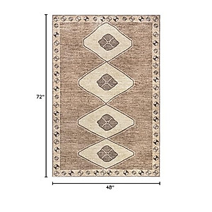 Rugs USA x Lauren Liess Fennel Diamond Machine Washable Area Rug, 4x6, Light Brown