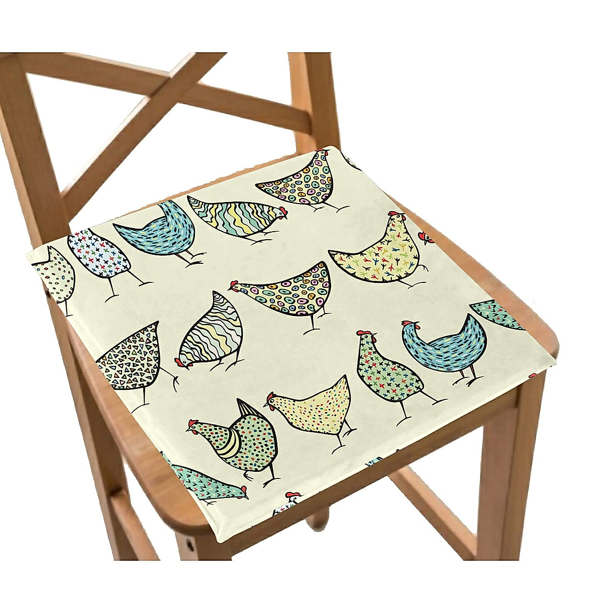 Emelivor Abstract Hand Drawn Chickens Chair Cushion Memory Foam Seat Cushion with Washable Comfort Chair Pad for Kitchen Chair Office Chair Back Pain