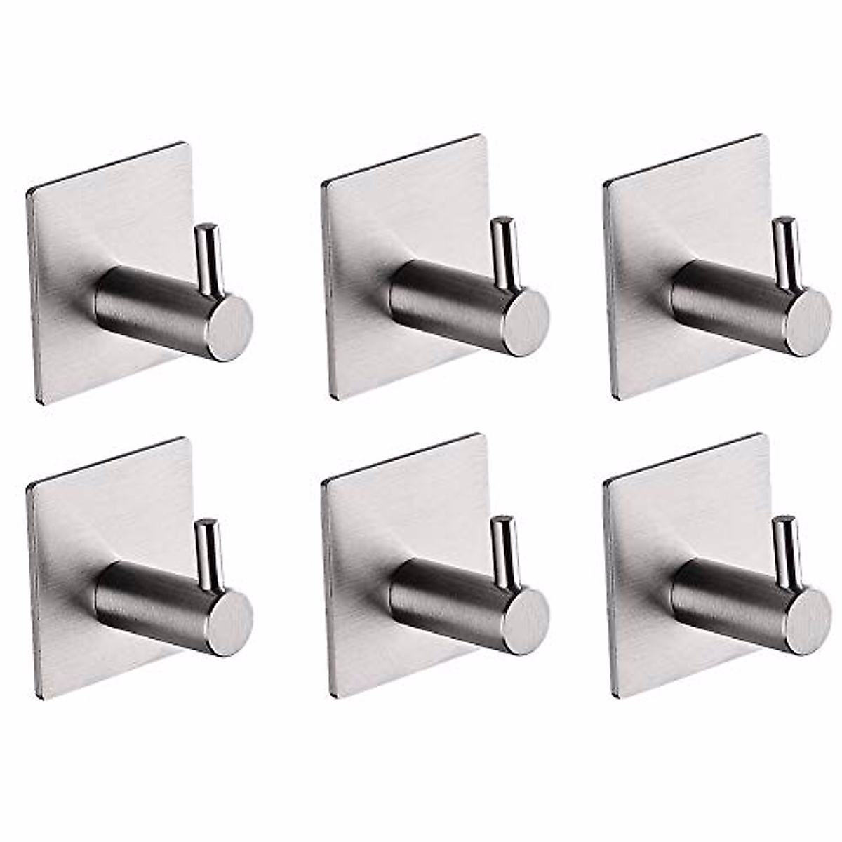 OUKALU Adhesive Wall Hooks Hanger 20 lb(Max) Heavy Duty Wall Hanger Hooks Stainless Steel Waterproof Stick on Hooks for Hanging (6 Pack)