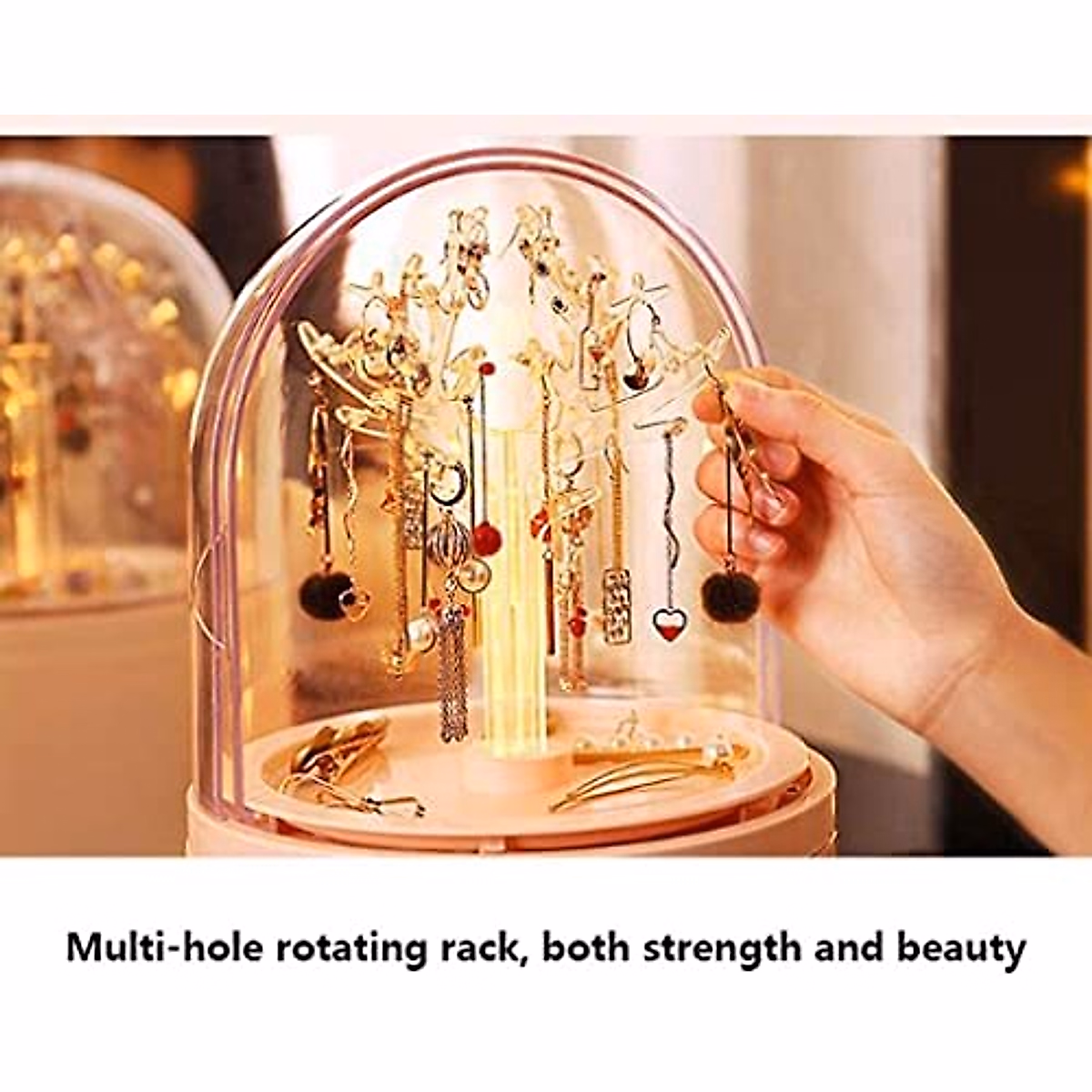 Jewelry Box Jewelry Boxes Jewelry Box Rotating Jewelry Boxes Multifunctional Necklace Hangers ABS Dust Cover Organizer Box Large Capacity Exquisite Storage Boxes jewellery case Jewelry Organizer