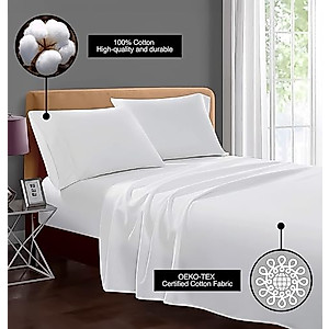 Bluemoon Homes King Size Egyptian Cotton Sheets,1000 Thread Count, 4Pc King Size Sheets Set, Smooth Sateen Weave King Sheets, 18" Deep Pocket, Ultra Luxury Sheets, King Sheet Set - White Sheets