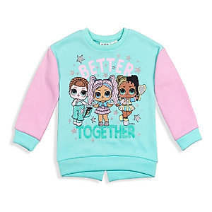 L.O.L. Surprise! Unity Flipside Marine Q.T. Little Girls Fleece Pullover Sweatshirt and Jogger Pants Set Pink/Green 6-6X