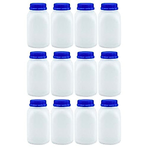Cornucopia Brands 8-Ounce Plastic Milk Bottles (12-Pack); HDPE Bottles Great for Milk, Juice, Smoothies, Lunch Box & More, BPA-Free, Dishwasher-Safe, BPA-free