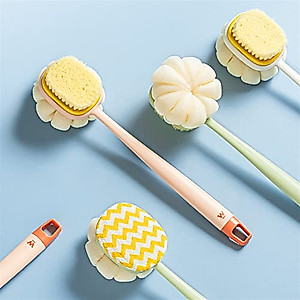 INGVY Dry Brushing Body Brush Enlarge Sponge Long Hanlde Soft Hair Bath Brush Doubleside Rub Cleaning Shower Brush Back Scrubber Exfoliating Cleaning Tool (Color : Green)