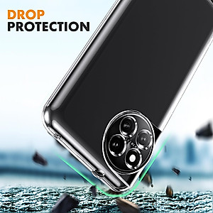 Oududianzi Case for Oneplus 11 5G,Non-Yellowing Shockproof Bumper Protective Phone Cover, Anti-Scratch Soft TPU Back(Transparent)