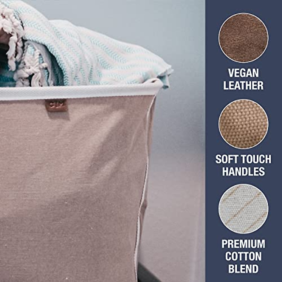 CleverMade Collapsible Fabric Laundry Basket - Premium Foldable Pop Up Storage Bin - Space Saving Hamper with Side Handles Large, Mocha, 2 Pack