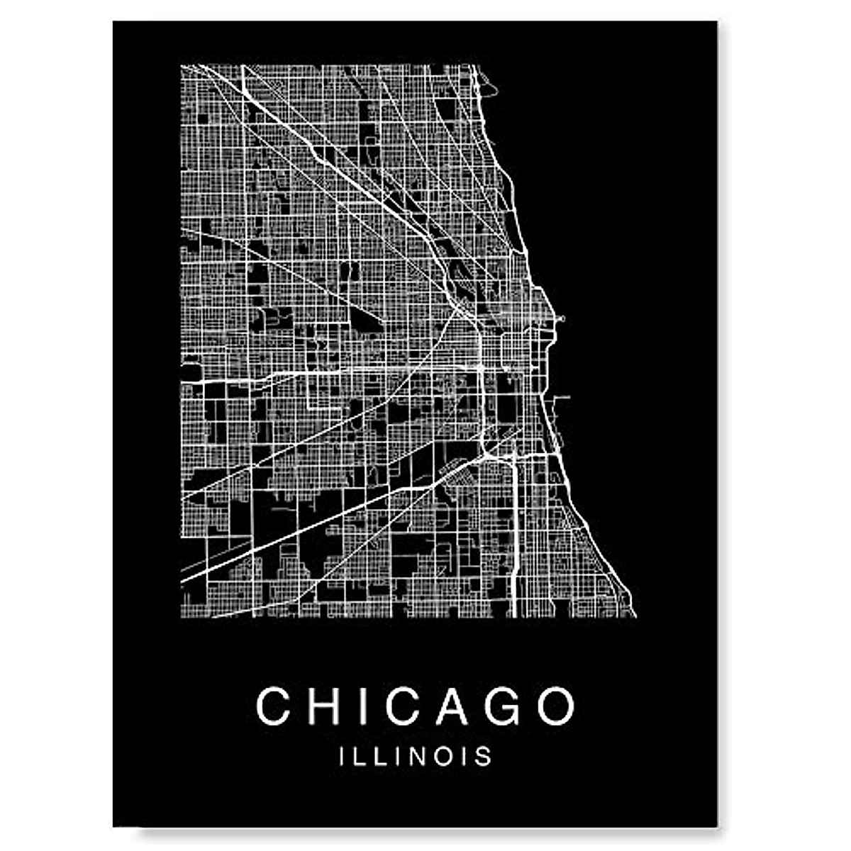 Custom Map Wall Art Print Poster 3 Pieces City Map Street Black & White