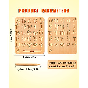 RUIZHUO Wooden Alphabet Tracing Board, Double-Sided Wood Letters Tracing Tool Learning to Write ABC Educational Montessori Toys Game Gift
