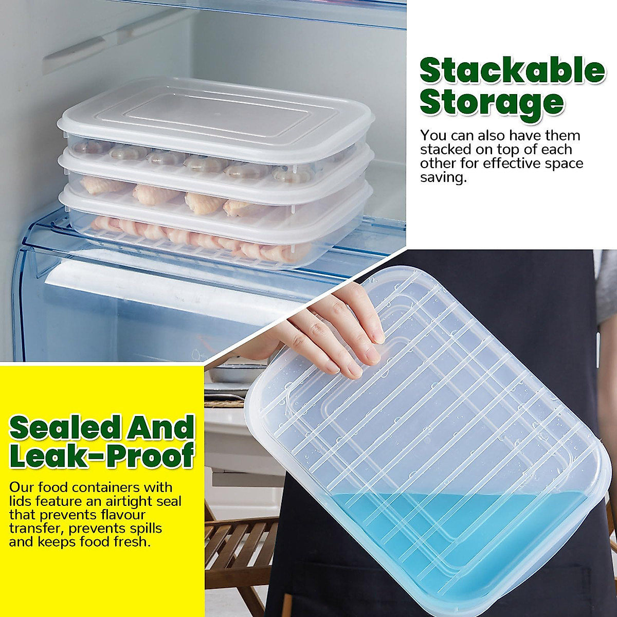 5 Pack Bacon Container for Refrigerator Airtight, Stackable Deli Meal Prep Containers with Lid, Bacon Keeper Holder Saver Box, Plastic Cold Cuts Storage Container Freezer Fridge (Rectangular)