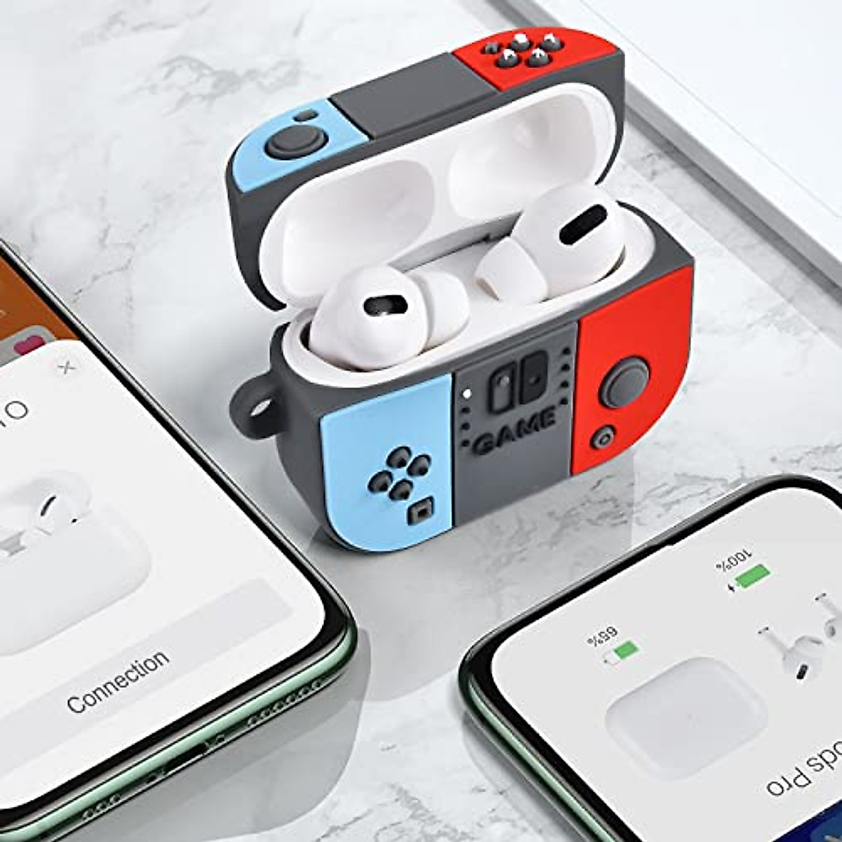 KOREDA for AirPod Pro 2 Case, Cool Game Player Design Case for Airpods Pro 2nd Generation/1st Generation (2022/2019), Cute Funny 3D Cartoon Silicone Protective Cover with Keychain for Men Women