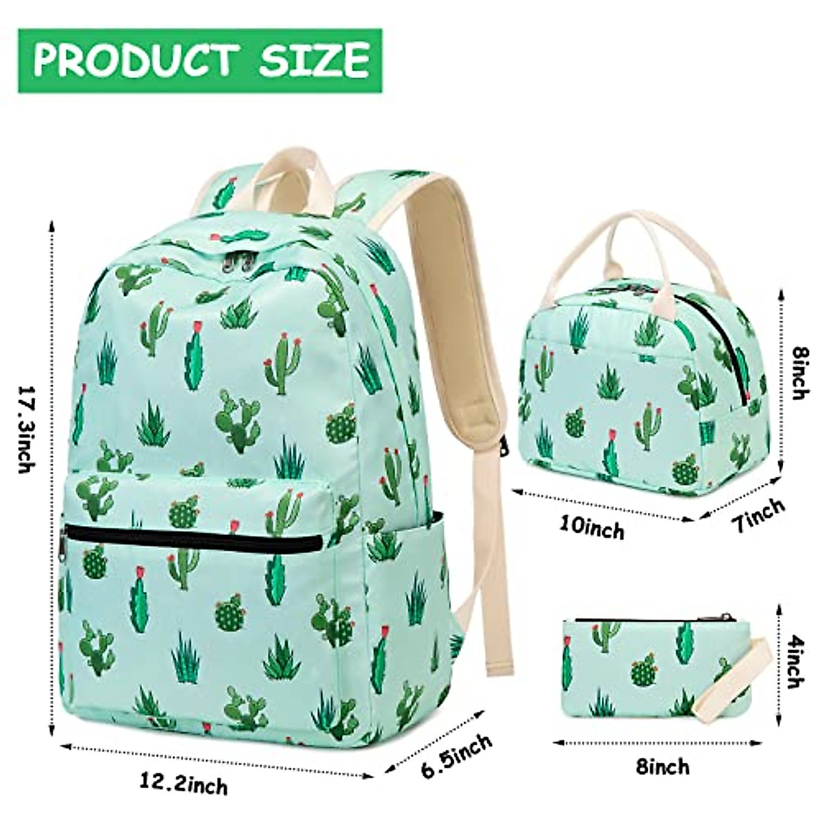 Bluboon Teen Girls Backpack School Book Bag Set with Lunch Box and Pencil Case for Kids and Children