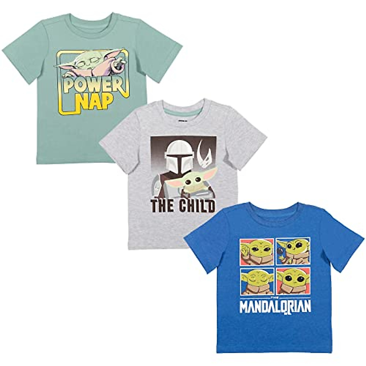 STAR WARS The Mandalorian The Child Toddler Boys 3 Pack T-Shirts Green/Blue/Gray 5T