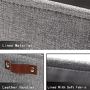 HNZIGE Storage Basket Bins(3 Pack) Large Collapsible Storage baskets for organizing Shelf Closet Bedroom, Perfect Storage Box with Handles for Closet, Clothes, Toy, Home?Gray, 15" x 11" x 9.5"?