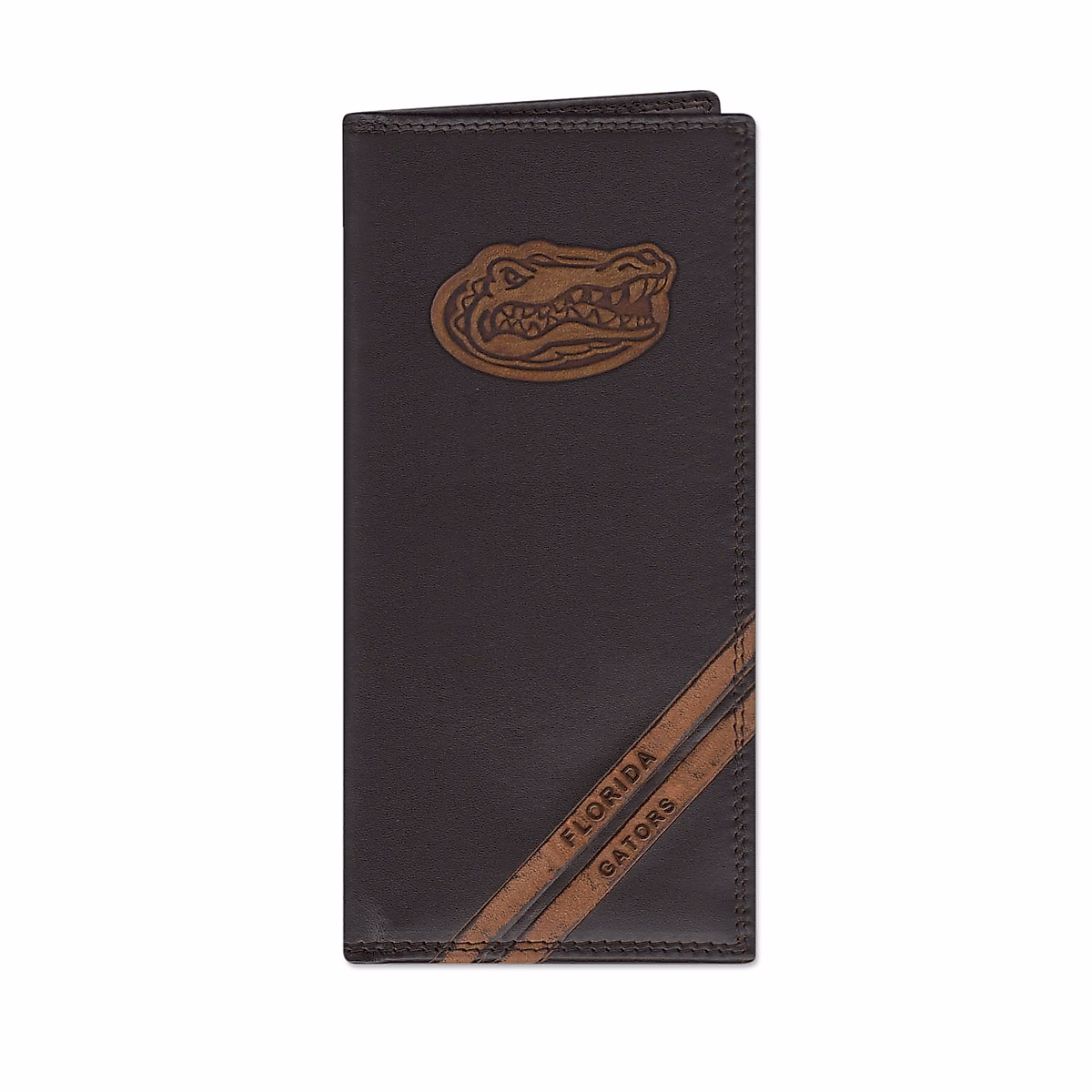 NCAA Florida Gators Zep-Pro Pull-Up Leather Long Secretary Embossed Wallet, Brown
