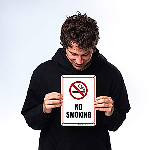 Sigo Signs - No Smoking Metal Sign, (4 Pack) 10x7 Inches, Rust Free .040 Aluminum, Fade Resistant, Made in USA