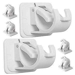 DOITOOL 6pcs Nail-Free Towel Bar Clip Wall Mount Clothes Rack Curtain Hooks Shower Curtains Hooks Nail Free Curtain Rod Hooks Adhesive Nail Free Adjustable Curtain Rod Holder Rod Support