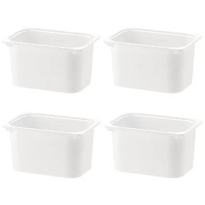 Set Of 4 TROFAST Children Storage Box White 16 ½x11 ¾x9 Stackable Plastic Bins Open Storage Boxes Medium (4x) Compatible With Trofast Frames and Lids, Made of Polypropelene