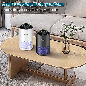 2 Pack Tolife TZ-K1 Air Purifier Replacement Filter, Compatible MK01 MK06 Air Purifiers, 3-in-1 H13 HEPA Filter Replacement for Smoke Pollen Dander, WhiteC