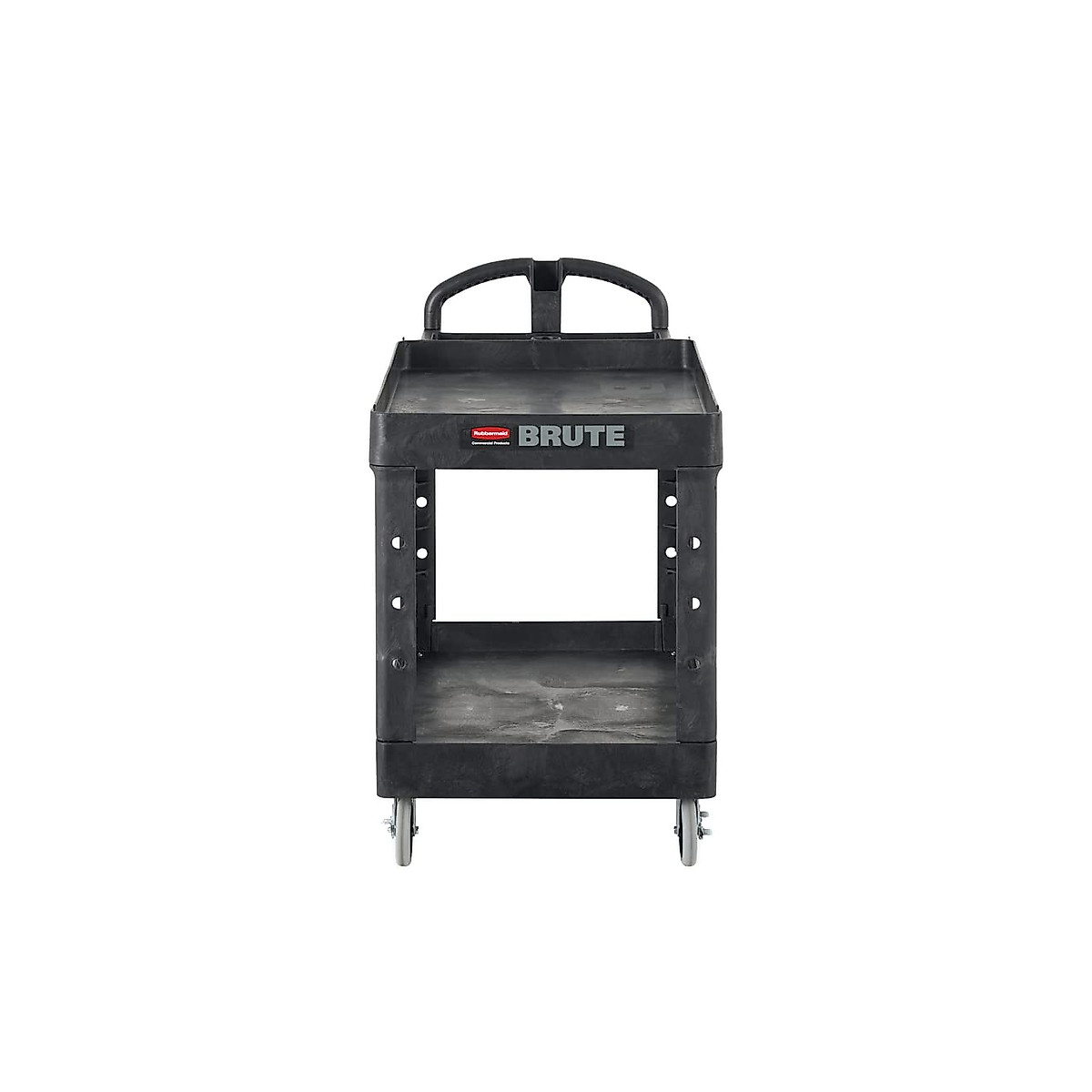Rubbermaid Commercial Products 2-Shelf Utility/Service Cart, Medium, Lipped Shelves, Ergonomic Handle, 500 Lbs Capacity, for Warehouse/Garage/Cleaning/Manufacturing (FG452088BlA)