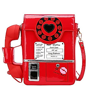 Fashion Crossbody Purse for Women, PU Leather Fun Shoulder Bag/Telephone Bag Personality Creative Bag Ladies Girls Tote Bag for Travel Photo (Red)