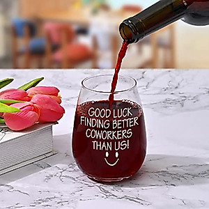 DAZLUTE Funny Farewell Gifts for Women Men Coworkers Colleagues Boss, Good Luck Finding Better Coworkers Than Us Stemless Wine Glass, Leaving Gift Going Away Gift for New Job Boss Day Christmas, 150z