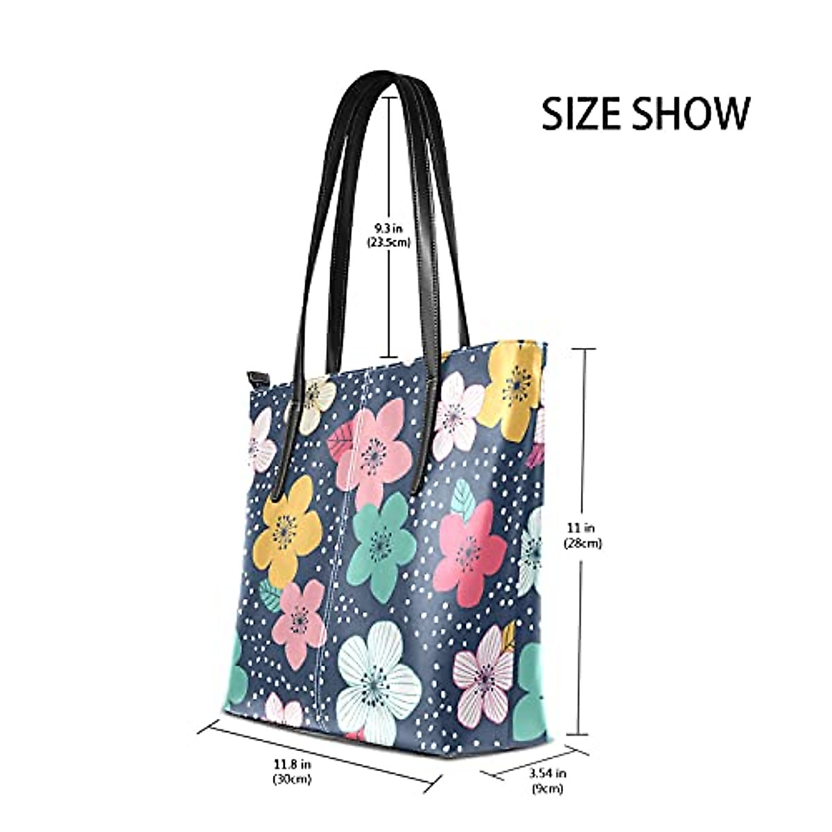 Colorful Floral And Dot Handbags Shoulder Bags Leather Crossbody Handbag for Women Tote Satchel