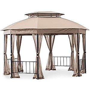 Garden Winds Replacement Canopy Top Cover Compatible with The Wilson & Fisher Jefferies Gazebo - Riplock 350