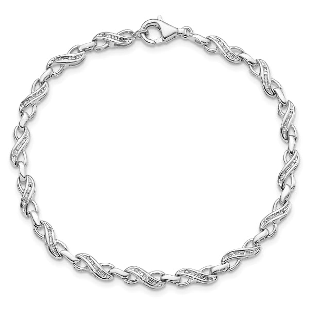 IceCarats 925 Sterling Silver Diamond Infinity Twisted Love Knot Symbol Chain Tennis Charm Bracelet