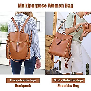 Meobvg Backpack Purse for Women, Shoulder Handbag Sets with Zipper Strap Satchel for Daily Travel(Blue)