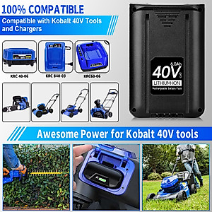 NEPOWILL 40V 6.0Ah Replacement Battery for Kobalt 40v Battery MAX 2540C-06, Rechargeable Lithium Ion Battery for Kobalt KB640-03 KB540C-06 KB245-06 KB240-06 Kb540-06 for Cordless Power Tools