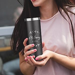 Custom insulated 20oz tumbler with lid, personalized skinny metal powder coated thermo for women men, engraved corporate gift to add your logo cup, travel thermal tumbler for coffee & beverages
