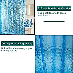 LQFMEHOT EVA Blue Shower Curtain Liner,3D Water Cube 5G Shower Liners with 12 Rustproof Metal Grommets and Weighted Magnets, Waterproof Duty Shower Curtains for Shower Bathroom 72 x 72