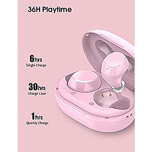 taopod Bluetooth Headphones, Wireless Earbuds with Charging Case, Hi-Fi Stereo Sound, IPX7 Waterproof, CVC8.0 Wireless Headphones with Mic, Comfort Fit, 36H Playtime for Sports Home Office