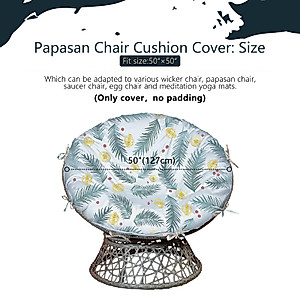 TORUTA Papasan Cushion Covers 50"D - Blue Leaf Flower Color 600D Waterproof Heavy Duty Oxford Cloth Outdoor patio Zippered Papasan Cushion Cover